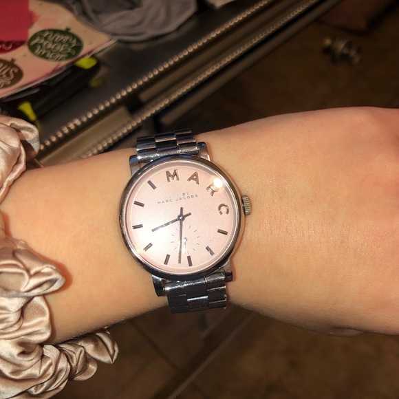 Marc Jacobs | Accessories | Marc Jacobs Silver Watch With Pink Face ...